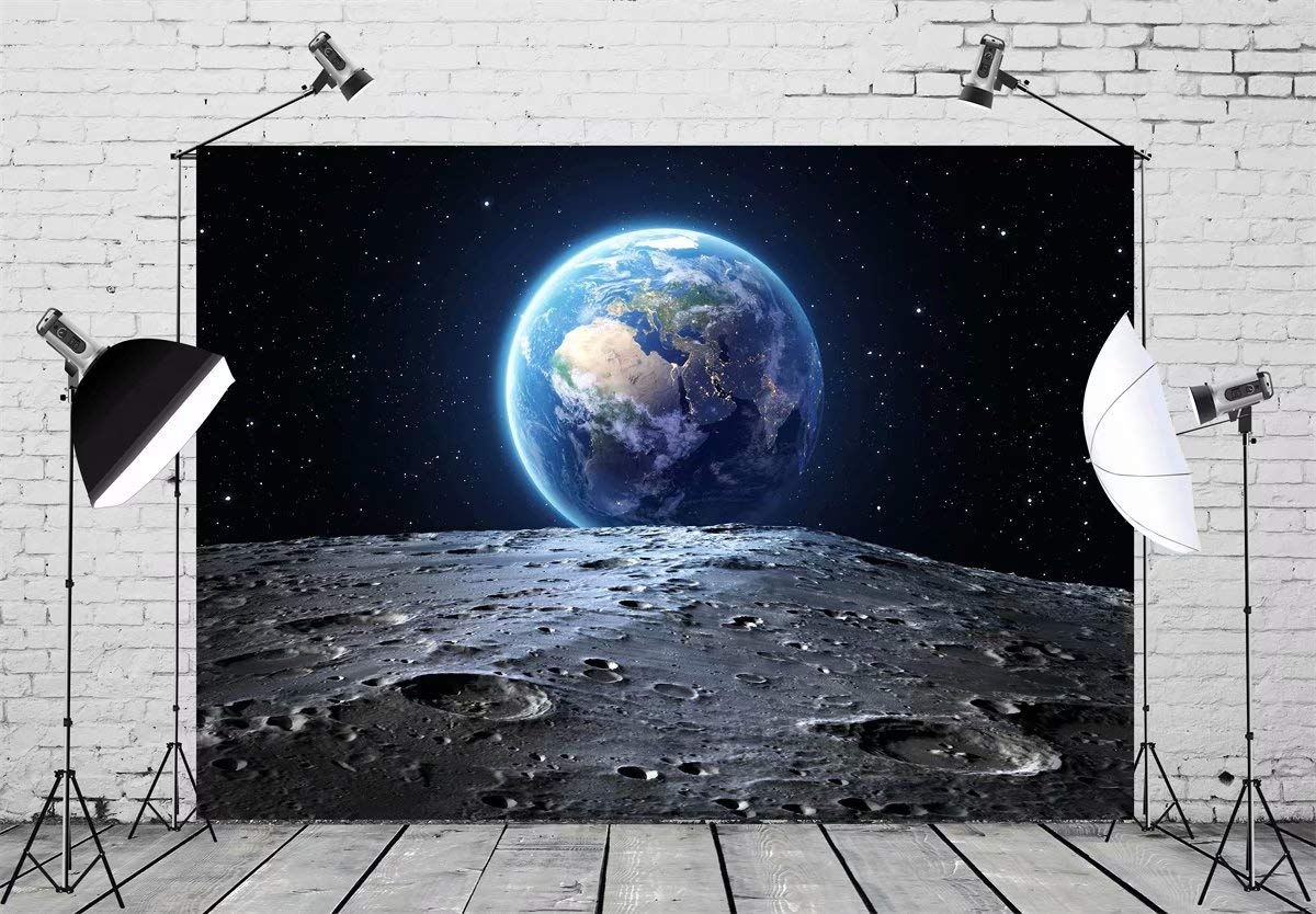 Buy BELECO 7x5ft Outer Space Backdrop Blue Earth Seen from The Moon ...