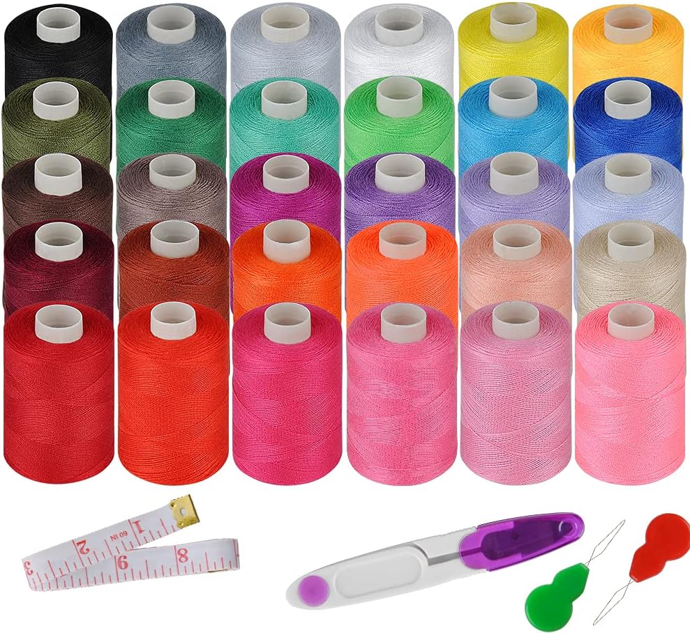Amazon.com: 100 Colors All Purpose Sewing Thread Polyester Spools 250 ...