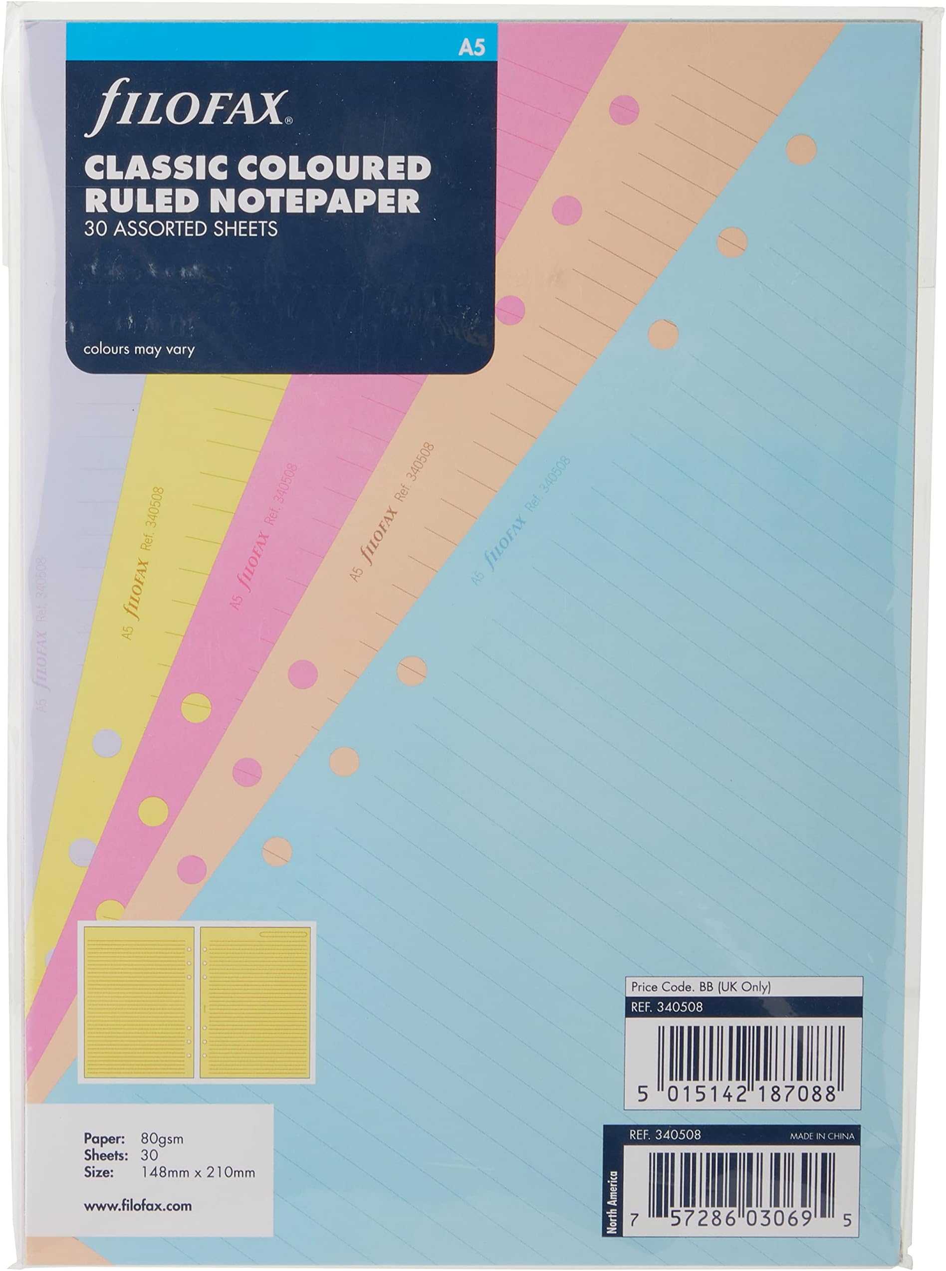 Filofax A5 Classic Coloured Ruled Notepaper : Amazon.co.uk: Stationery ...