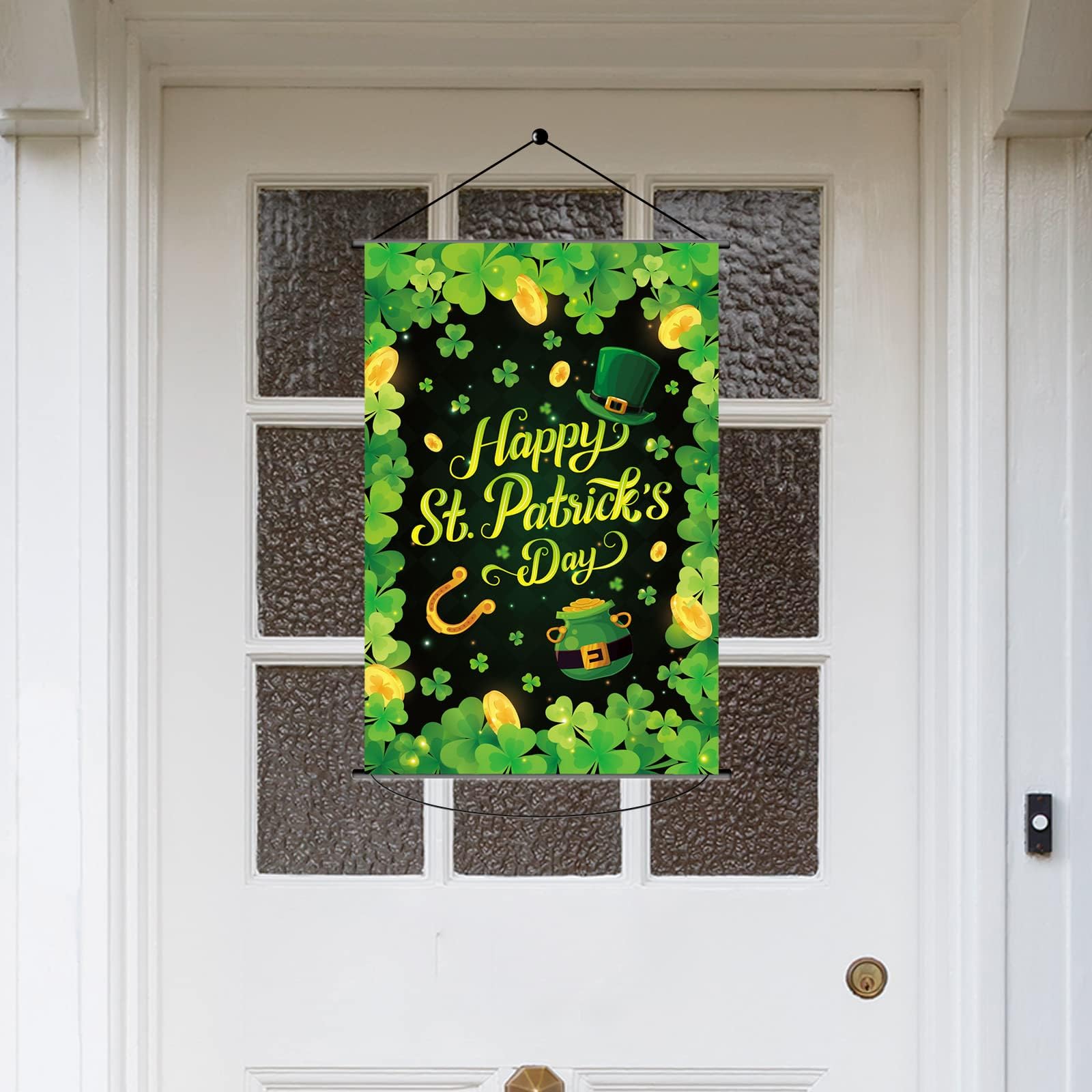 Amazon.com: FARMNALL St Patricks Day Porch Banner Green Buffalo Plaid ...