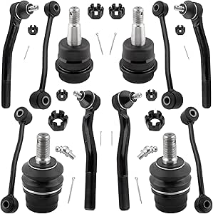 Amazon.com: YMAUGP 12pc Set Front Outer Tie Rods + Front & Rear Sway ...