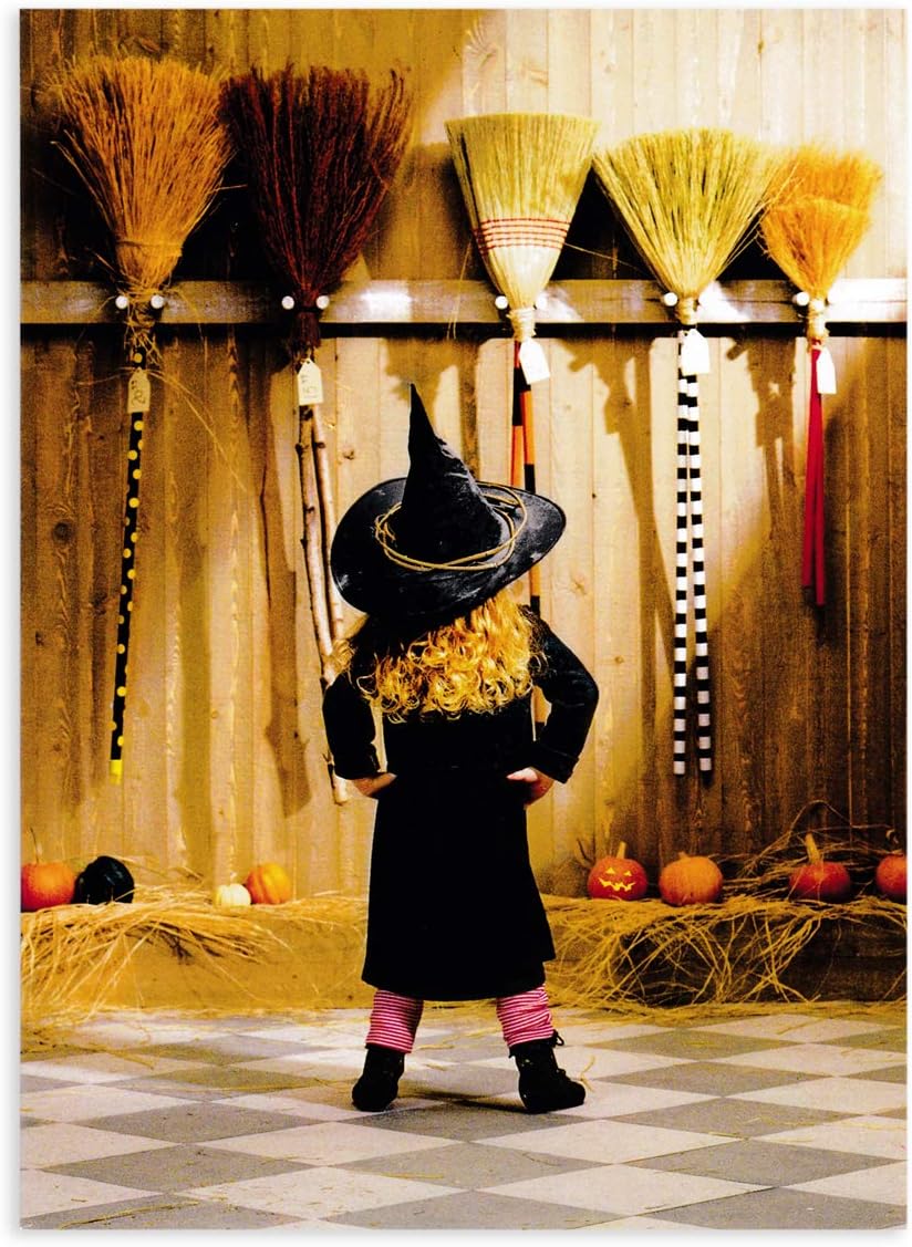 Amazon.com: Little Witch Choosing A Broom Funny Halloween Card : Office ...
