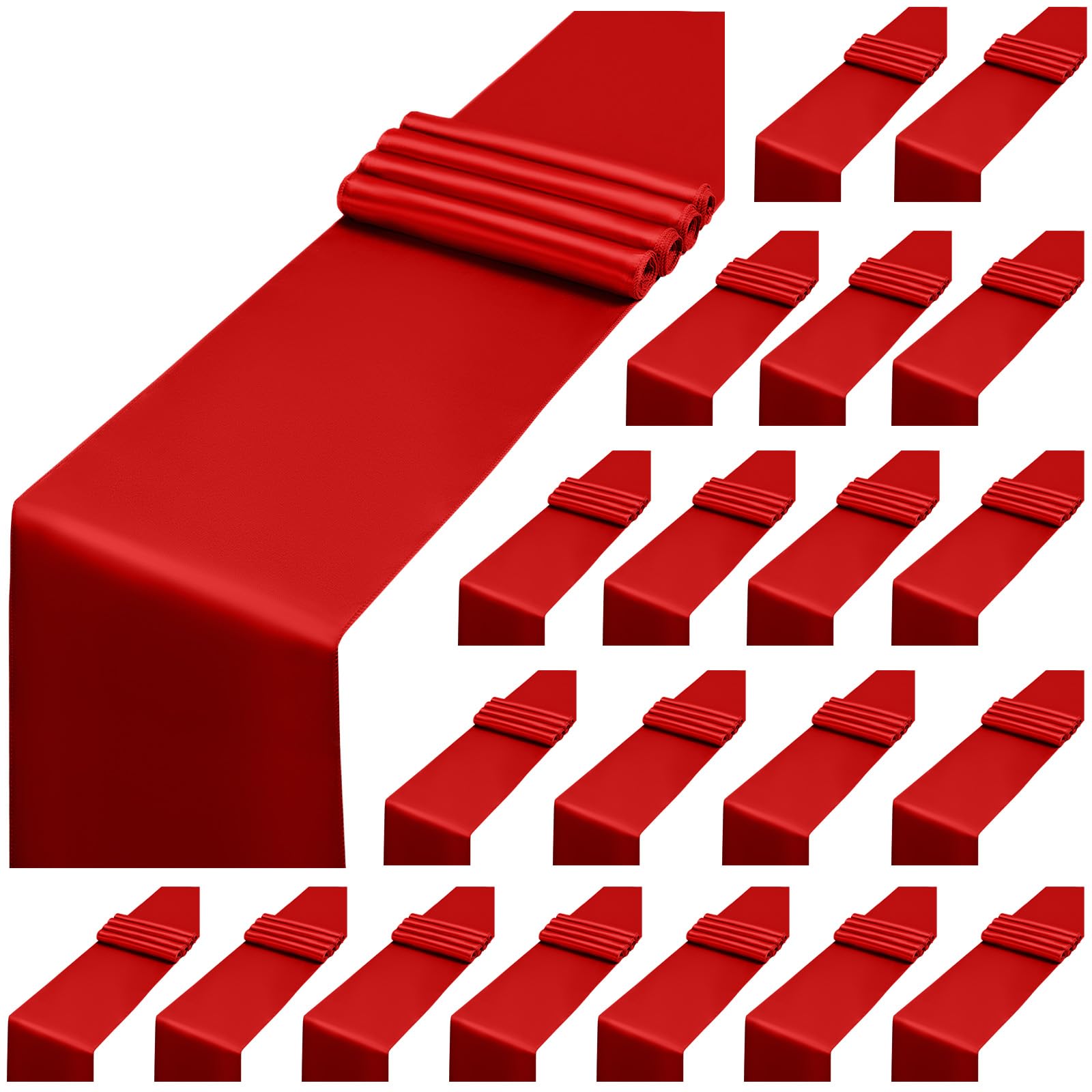 Amazon.com: LOKUME 20 Pack Red Satin Table Runner,12 x 108 inch Long ...