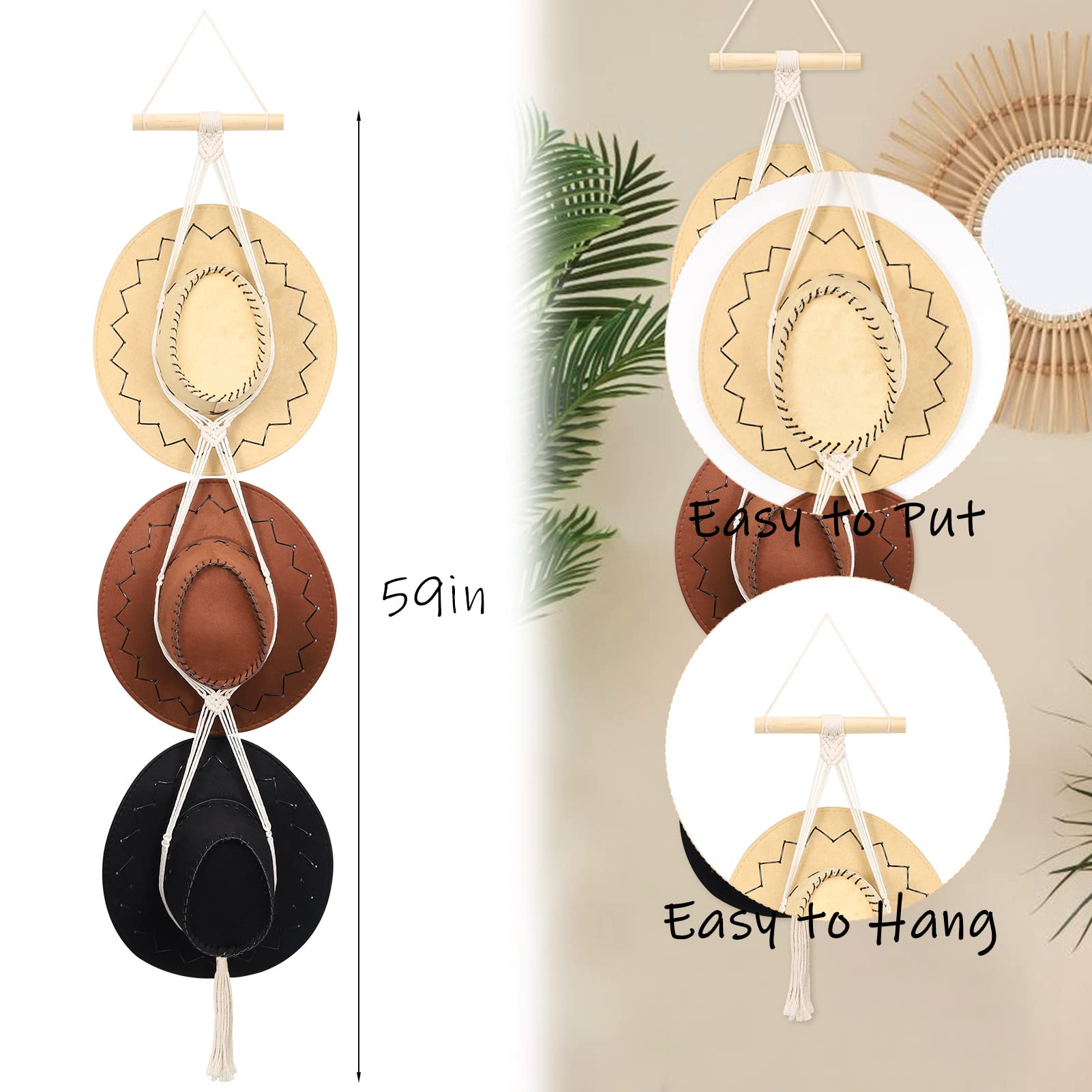 Snapklik.com : Macrame Hat Hangers Boho Hat Rack For Wall Hat Holder ...