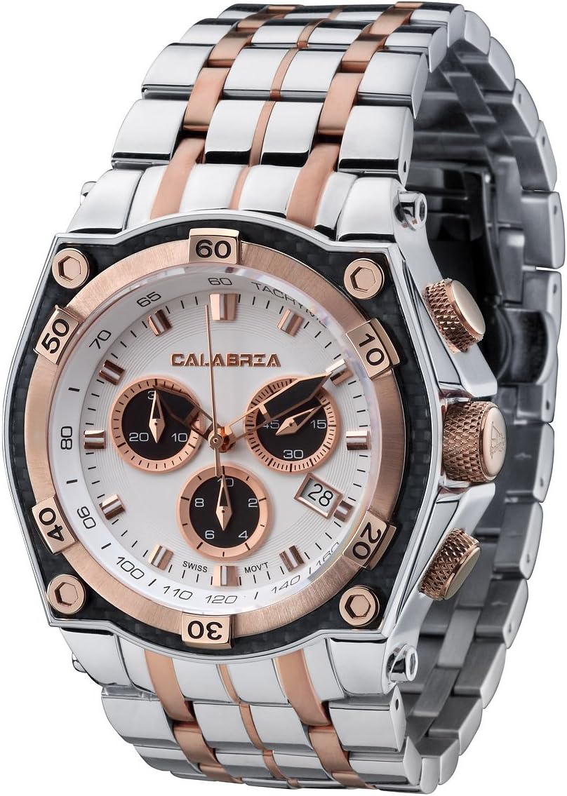 CALABRIA - LEVATA - Rose Gold Two Tone Chronograph Men's Watch with ...