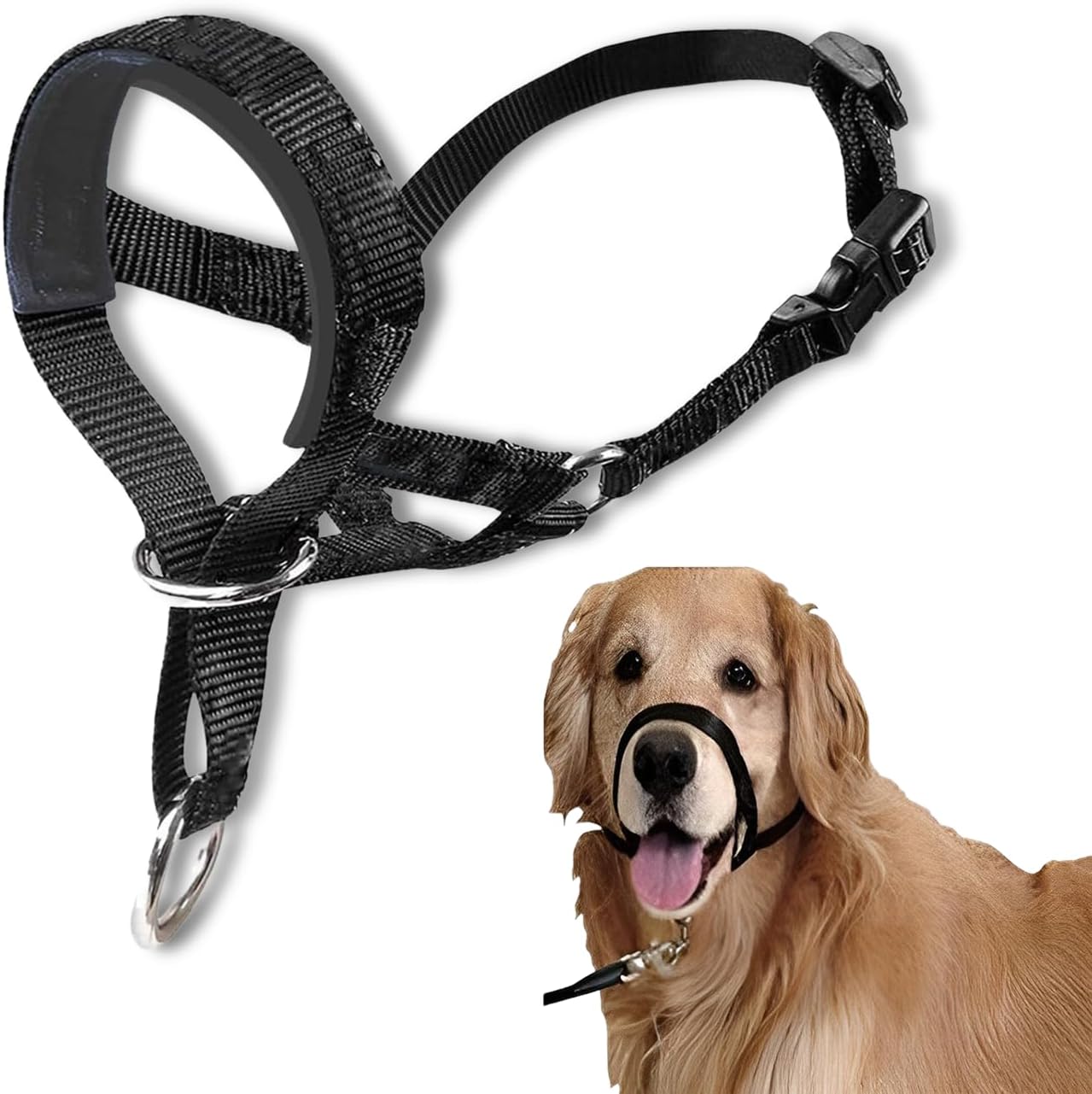 All in one Headcollar Lead Dog Head Collar with Padded Fabric ...