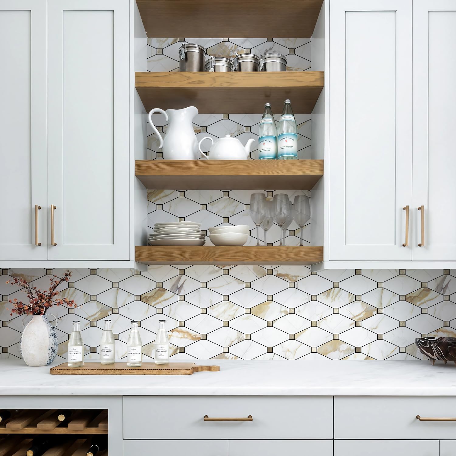 Snapklik.com : 10 Sheets Peel And Stick Backsplash, Calacatta Golden ...