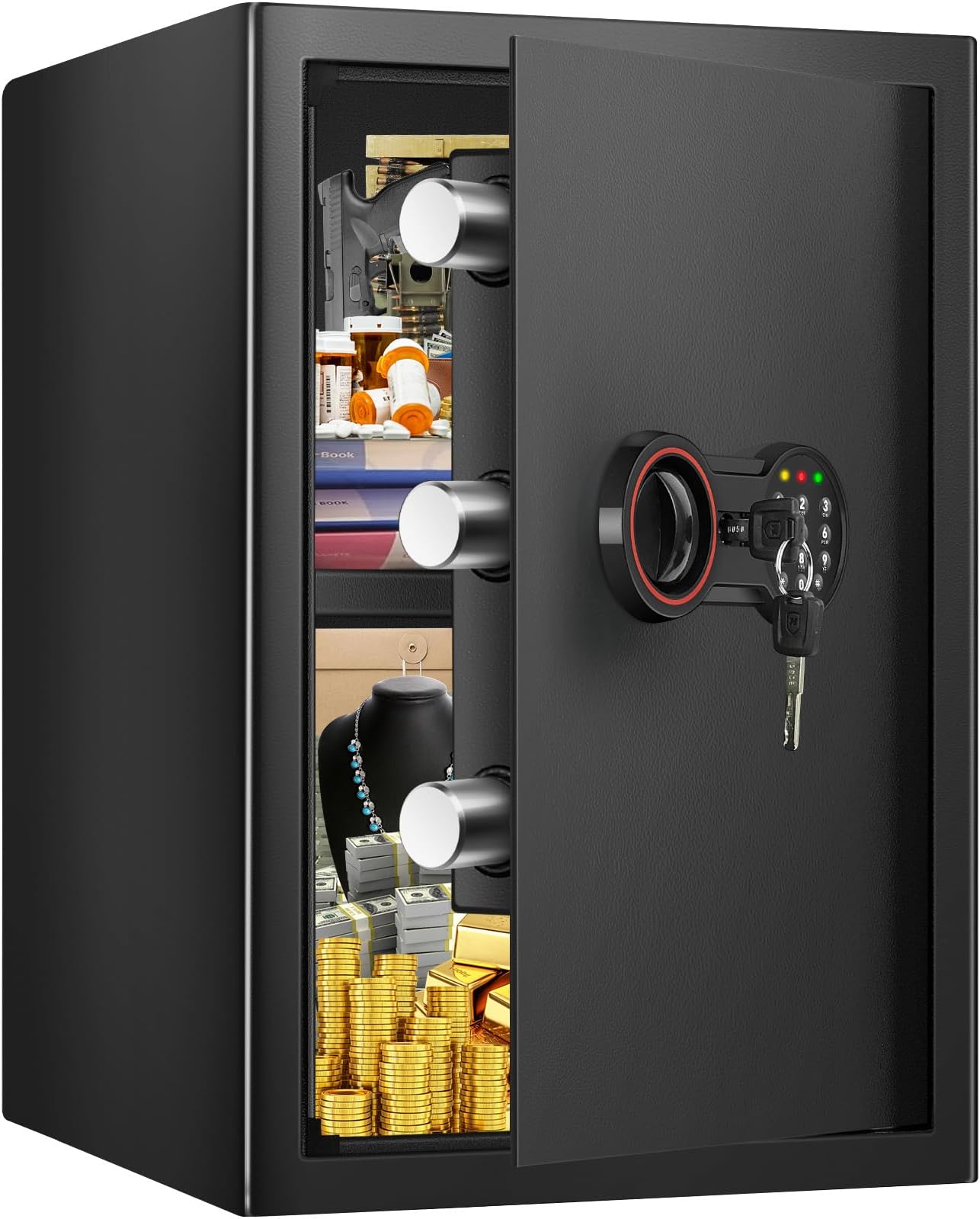 JINXNOBI 2.2 Cubic Feet Safe Box with Fire and Waterproof Safe Bag ...