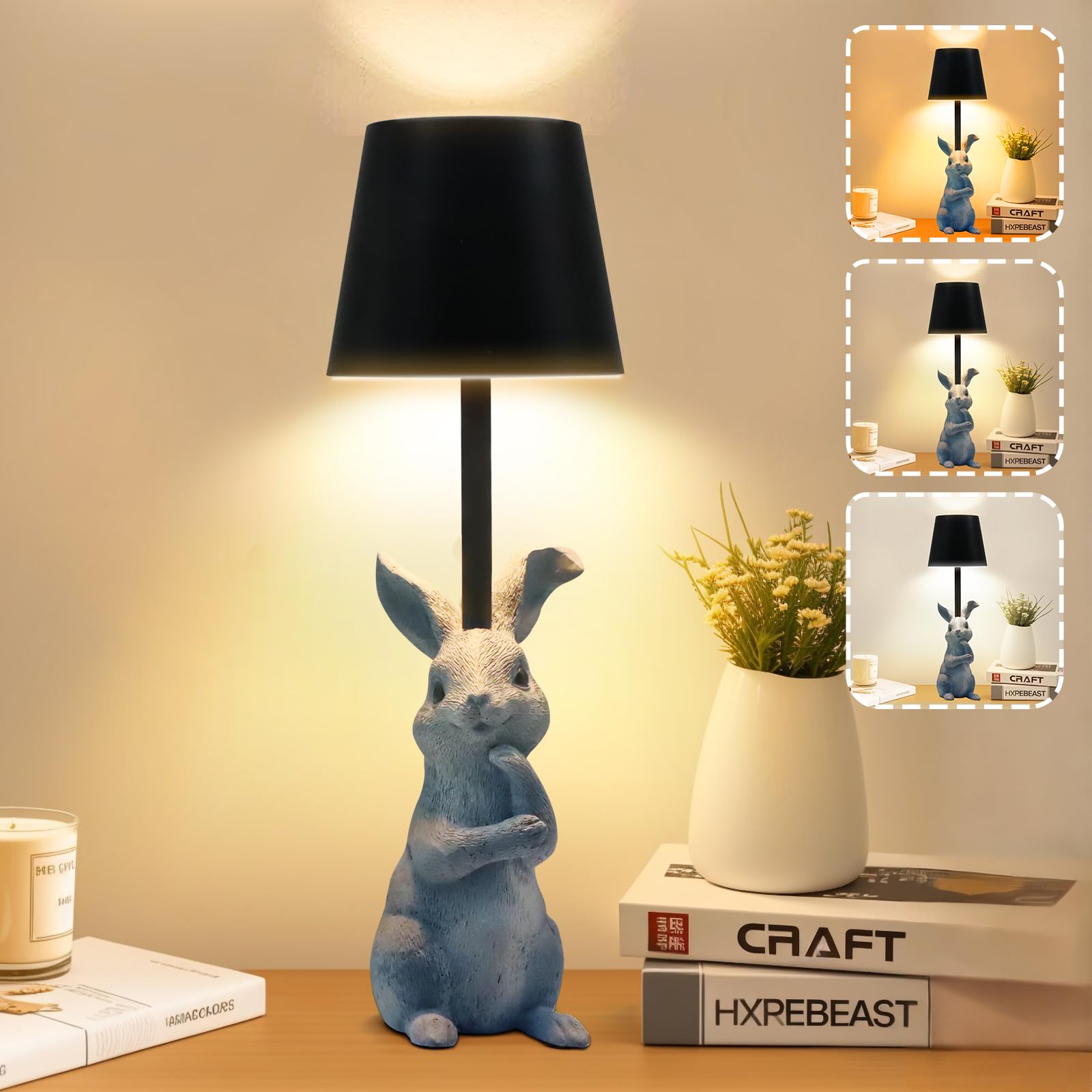 TYNLED Rabbit Lamp Birthday Gifts for Women Girls, 3 Color Dimmable ...