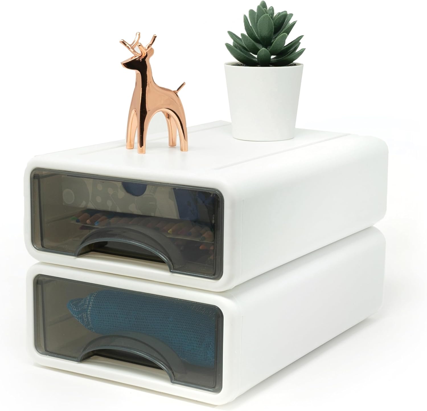 Amazon.com: S-ADICO 2 Tier Stackable Desk Organizer with Drawers ...