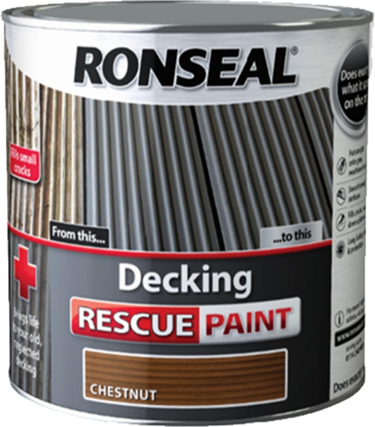 Ronseal DRPC25L 2.5 Litre Decking Rescue Paint - Chestnut : Amazon.co ...
