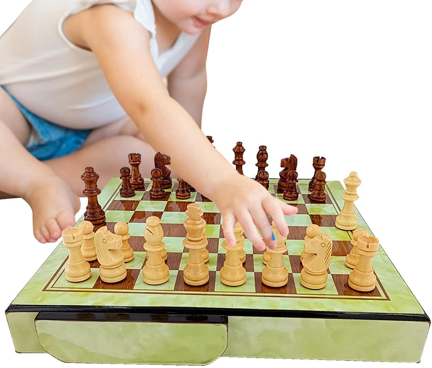 Firulab Chess Set Kids - Durable Wooden Chess Set with Storage Drawer ...