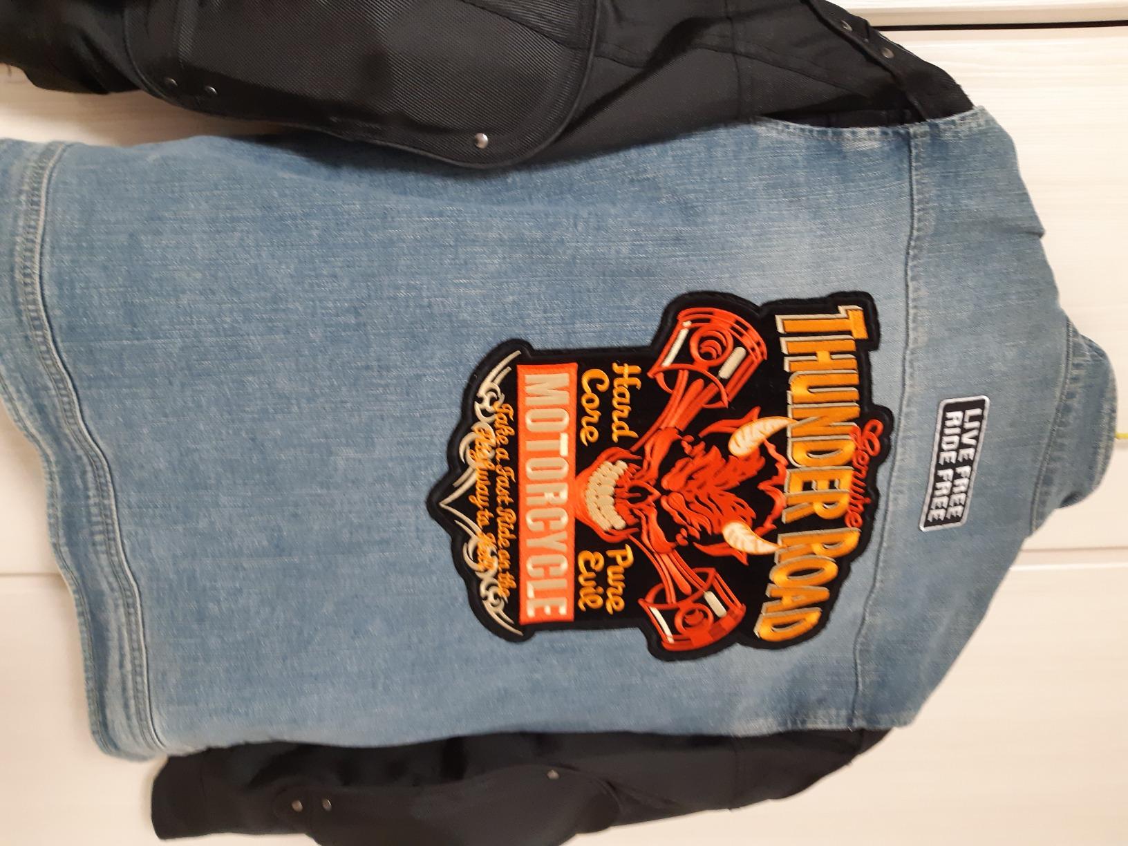 Amazon.co.jp: (LOLO import) 大型 THUNDER ROAD どくろ バイク ワッペン 25x36cm アイロン ...