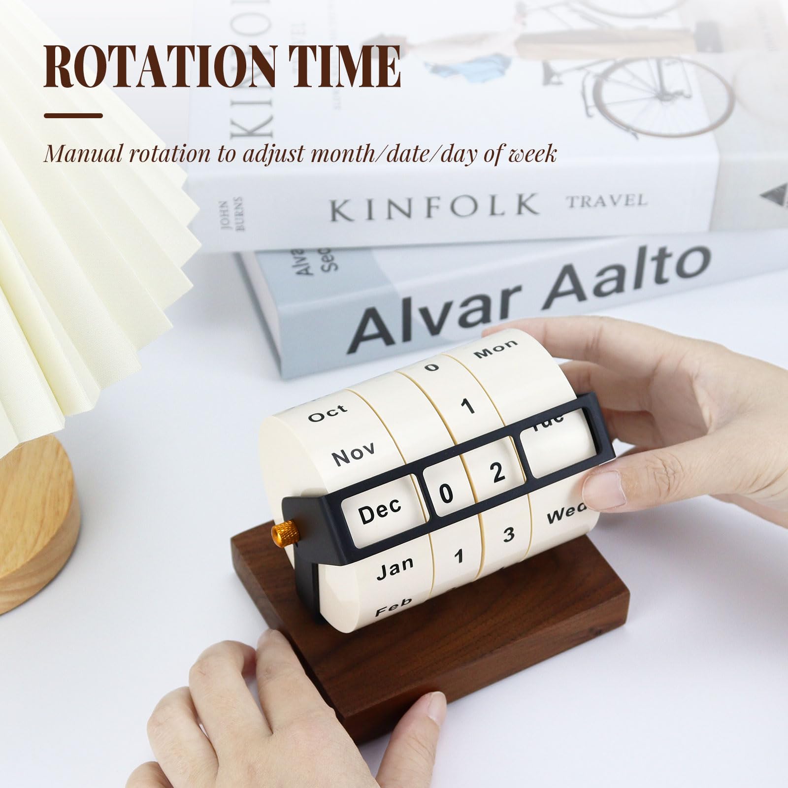 Snapklik.com : Wooden Perpetual Calendar For Office Desk Decor, Rotary ...