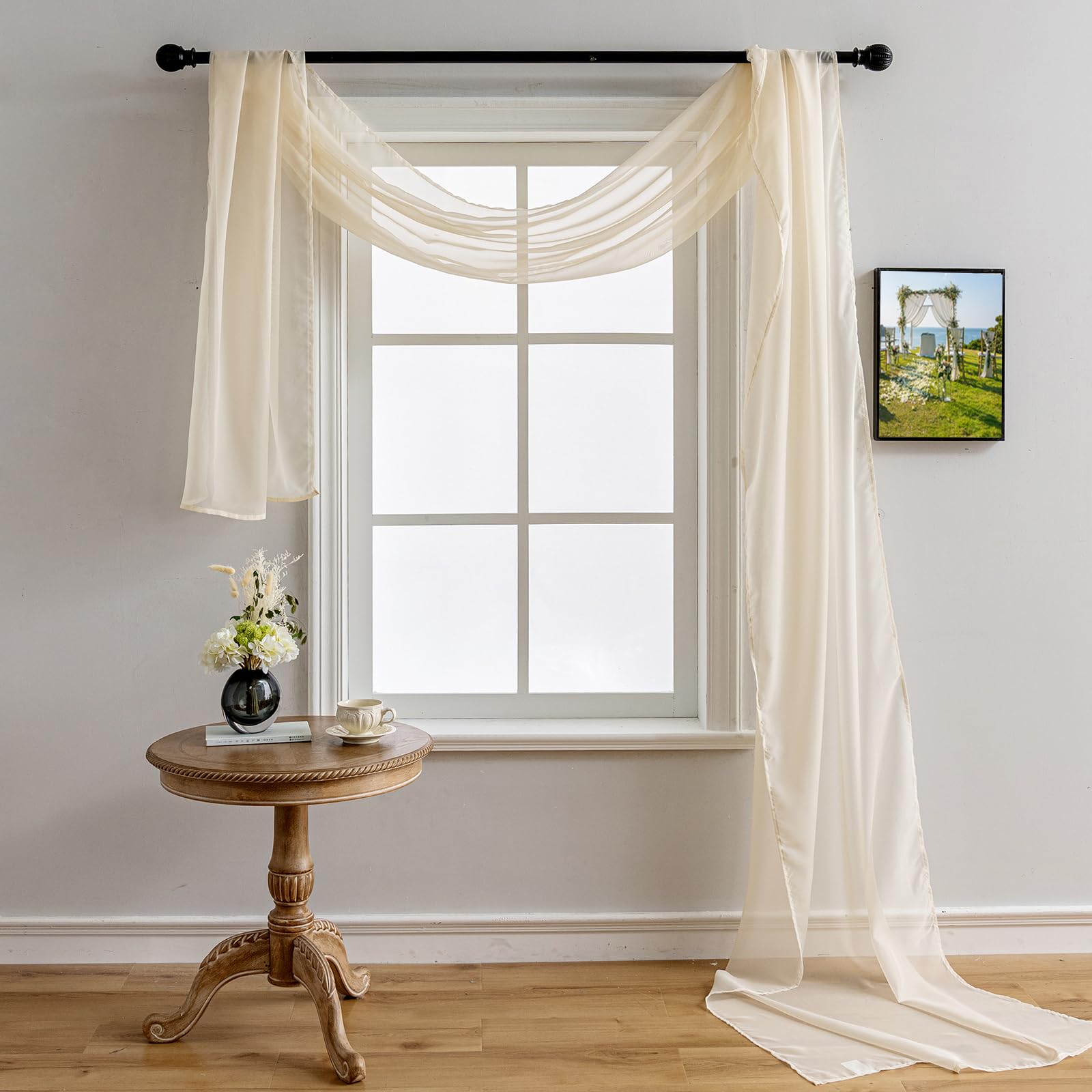 White sheer window scarf online