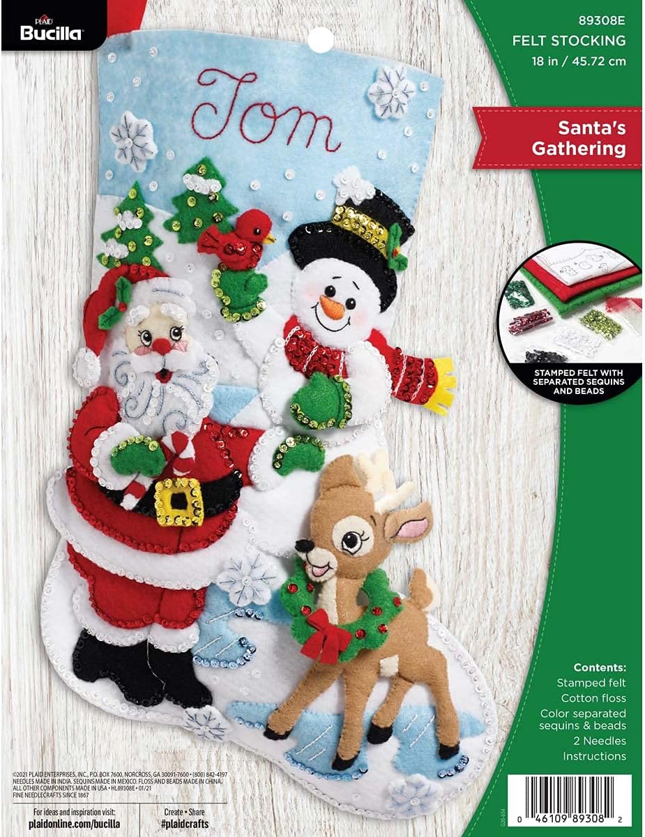 Amazon.com: Bucilla Christmas Joy Stocking Felt Applique Kit