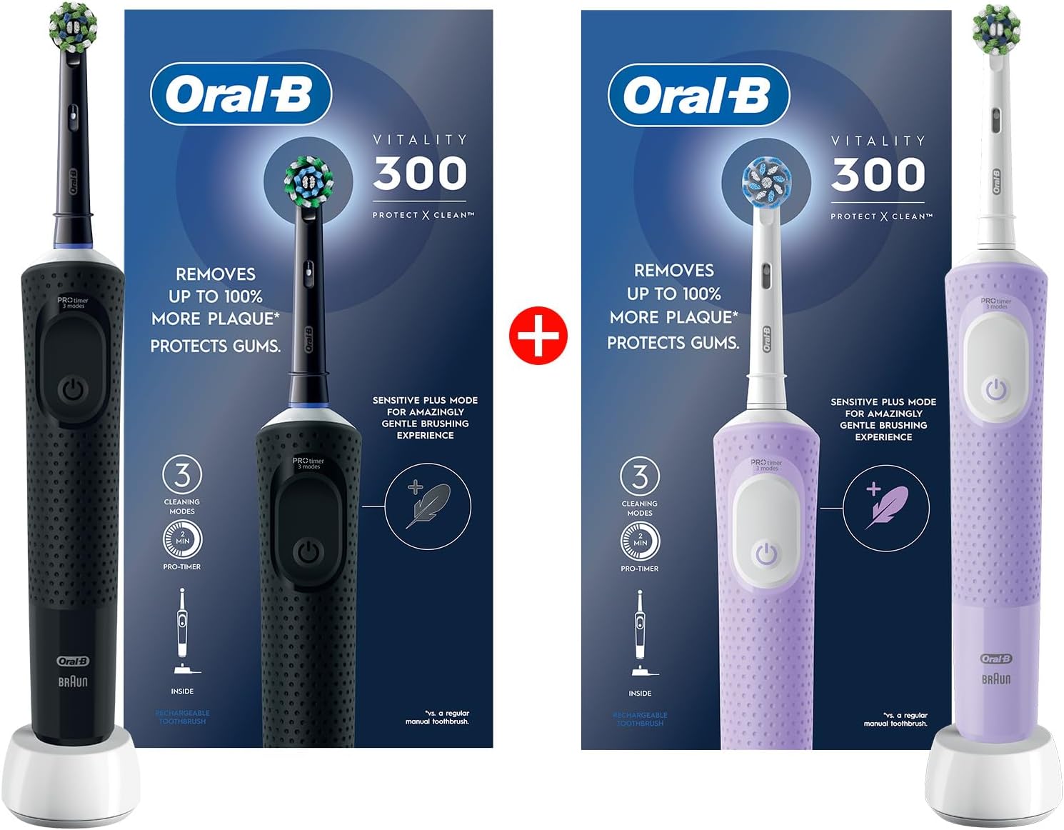 Oral B Vitality 300 Rechargeable Toothbrush with CrossAction Brush Head ...