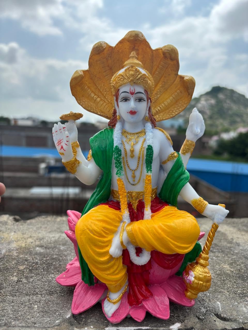 Buy VAMIKA HANDICRAFTS Gold Plated Cultured Marble Vishnu Statue, Hindu ...