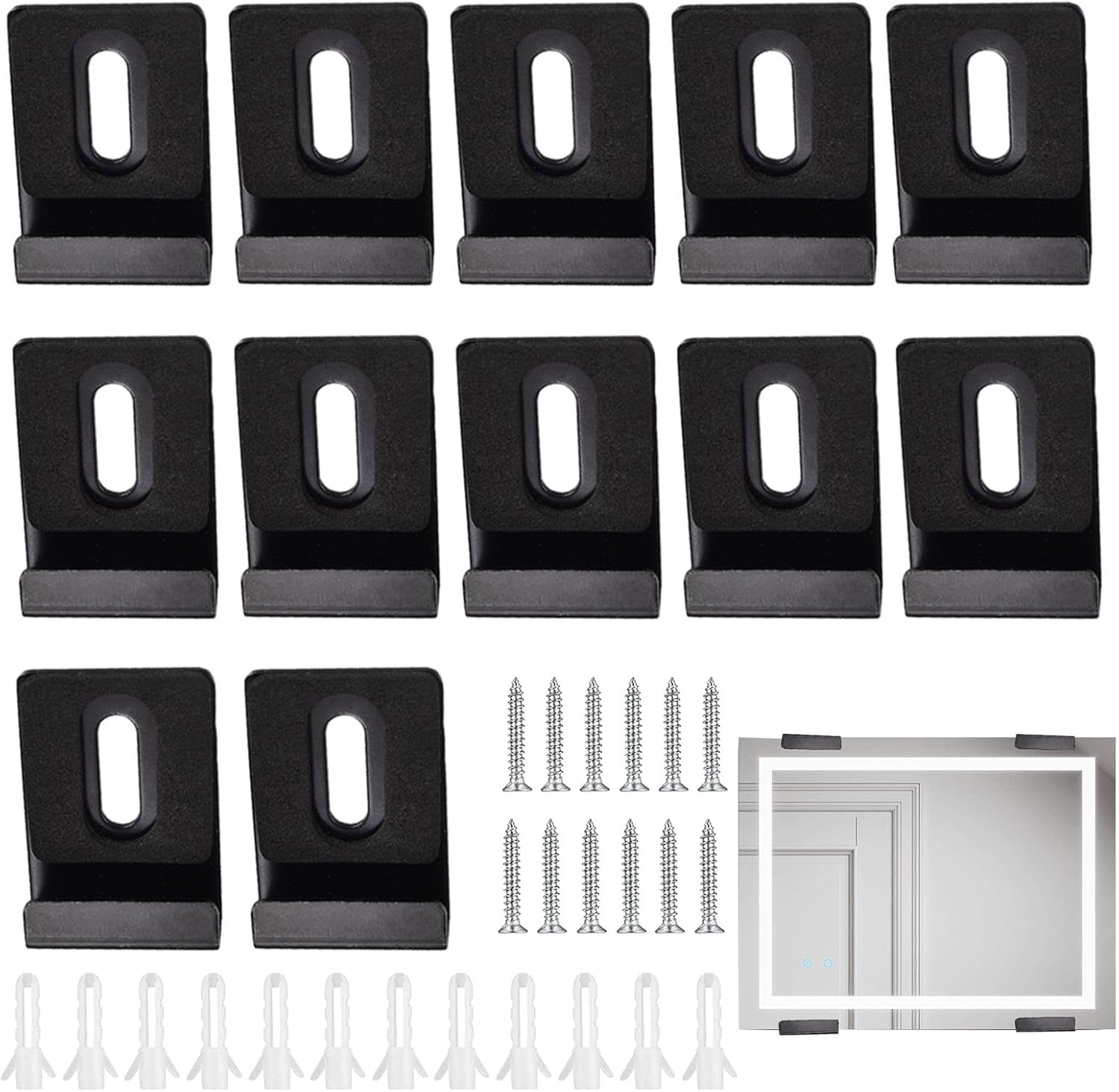 12PCS Metal Mirror Clips,Stainless Steel Brick Hooks with Screw ...