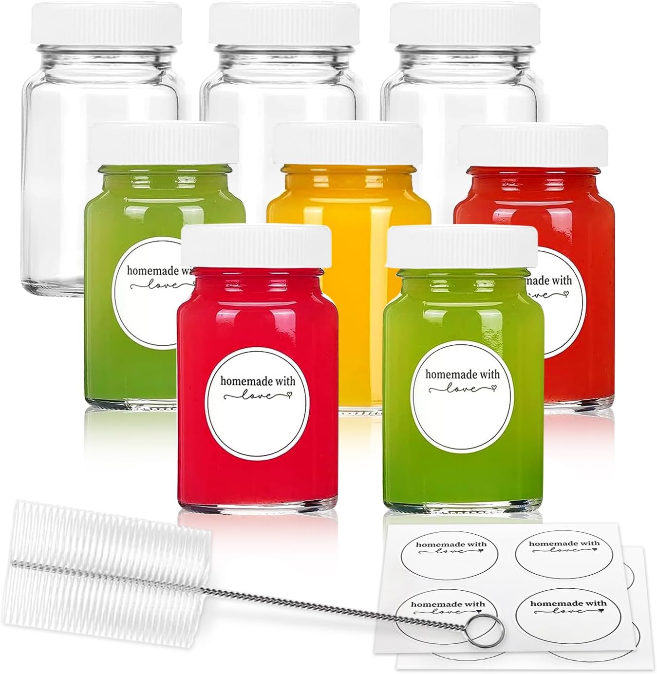 Juice Shot Bottles Set - Wide Mouth for Juicing, Beverage Storage ...