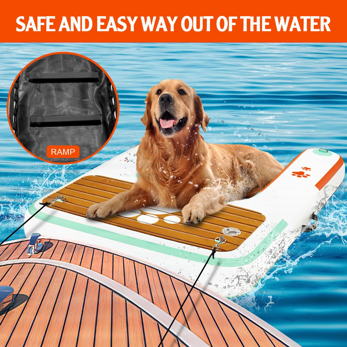 Snapklik.com : Inflatable Dog Pool Boat Ramp, Dog Dock Water Ramp ...