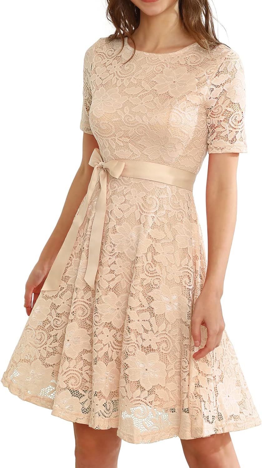 DRESSTELLS Women's Lace Graduation Dress, 2024 Formal Church Wedding ...