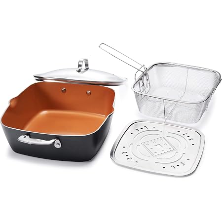 Amazon.com: GOTHAM STEEL Nonstick 10 Piece Square Cookware Set, Large ...