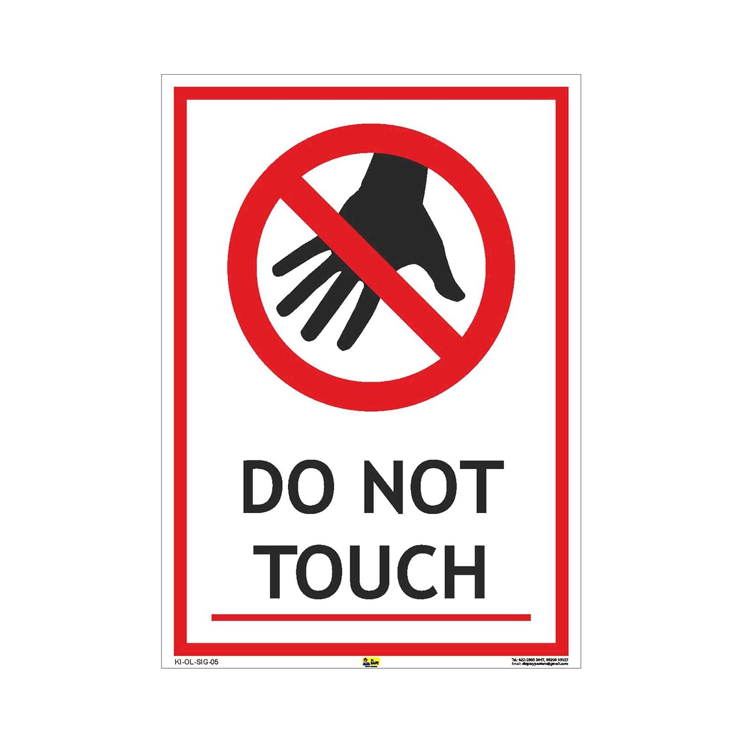 Mr. Safe - Do Not Touch Sign PVC Sticker A5 (5.8 inch X 8.2 inch ...
