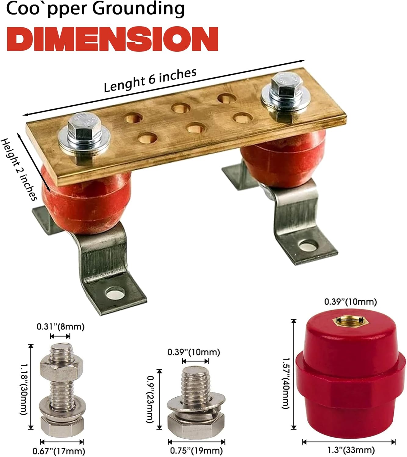 Copper Bus Bar - 6 Ground Bar - Grounding Kit - Australia | Ubuy