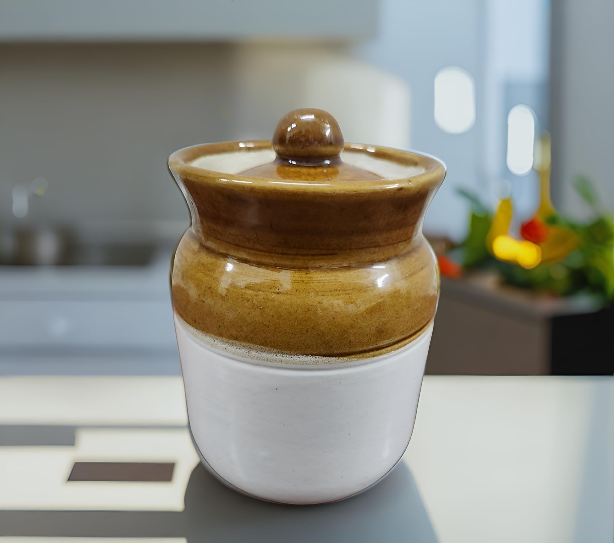 CHRONIC DECOR 1/2Kg Ceramic Pickle Jar with Lid, Dining Table Container ...