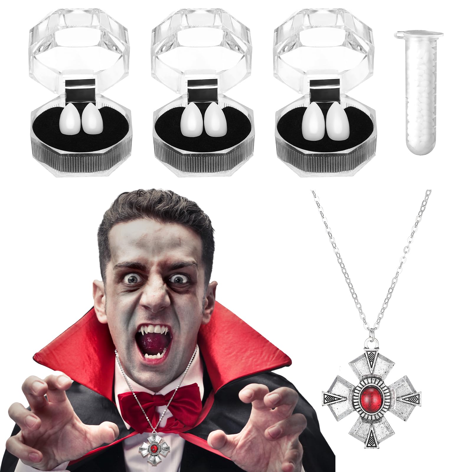 Amazon.com: Ferreve 7 Pcs Gothic Vampire Costume Accessories Set 3 ...