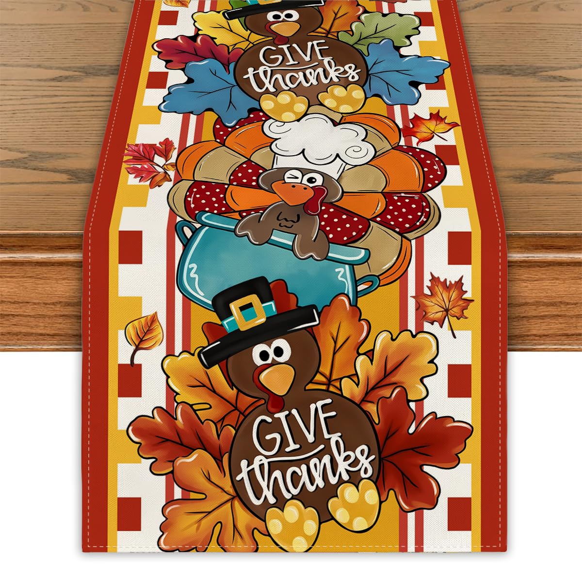 Amazon.com: Thanksgiving Table Runner Turkey Pumpkin Table Cover ...