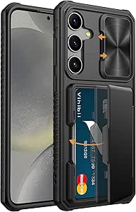 Amazon.com: Vihibii for Samsung Galaxy S24 Plus Case with Card Holder (4 Cards) & Slide Camera ...