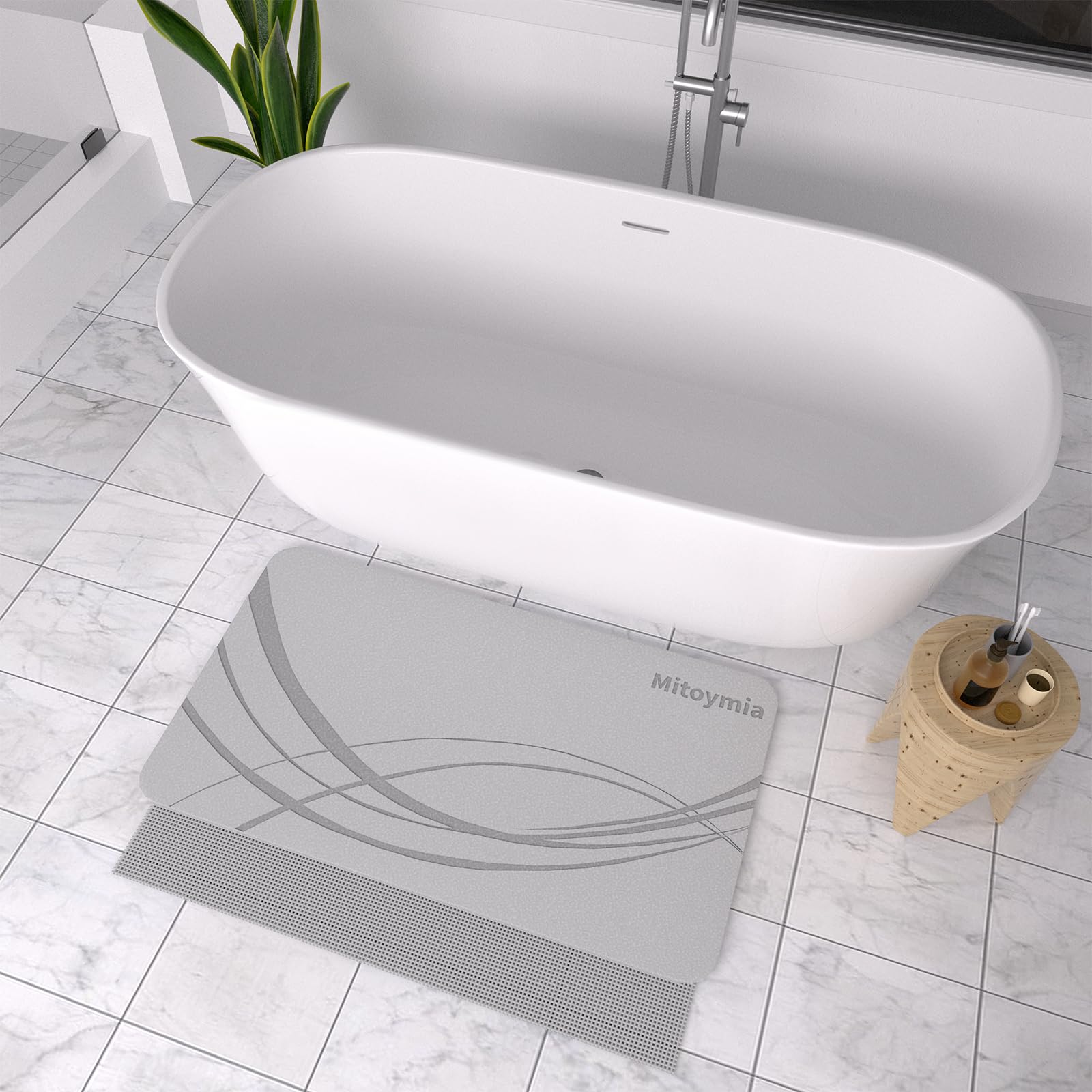 Stone Bath Mat - Diatomaceous Earth Bath Mat, Quick Drying Tub Mat ...