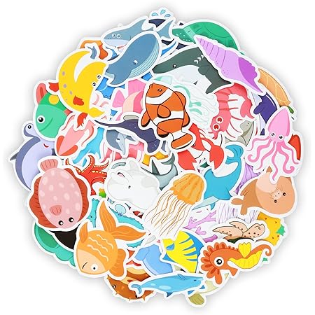 Amazon.com: TIESOME Sea Animal Stickers, 50pcs Waterproof Ocean Life ...