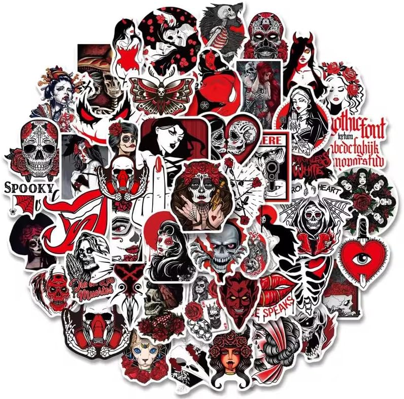 Amazon.com: Pigbit 50 Pcs Dark Purple Gothic Witchy Stickers - Vinyl ...