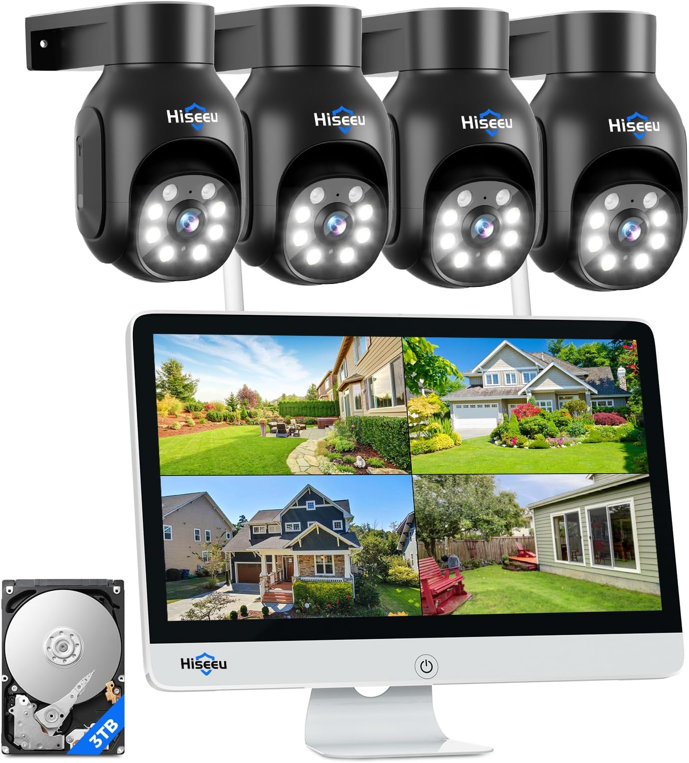 Amazon.com : Hiseeu Wireless Security Camera System,All-in-One with 15 ...