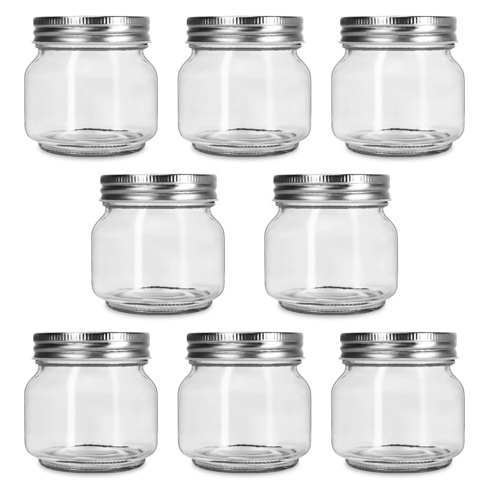 Amazon.com: BEWAVE Glass Mason Jars, 8.5 oz Clear Glass Jars with Lids ...