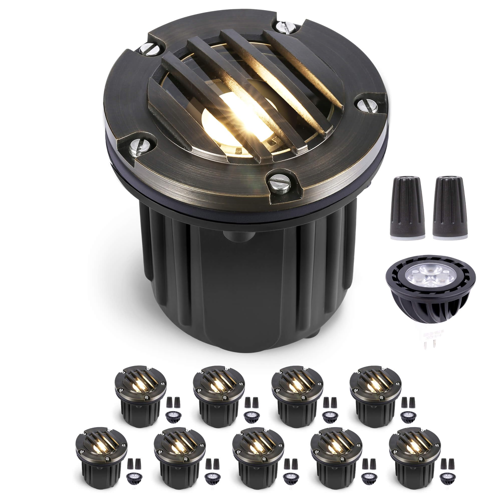 Gardenreet Brass Low Voltage Well Lights LED, 12V In Ground Landscape ...