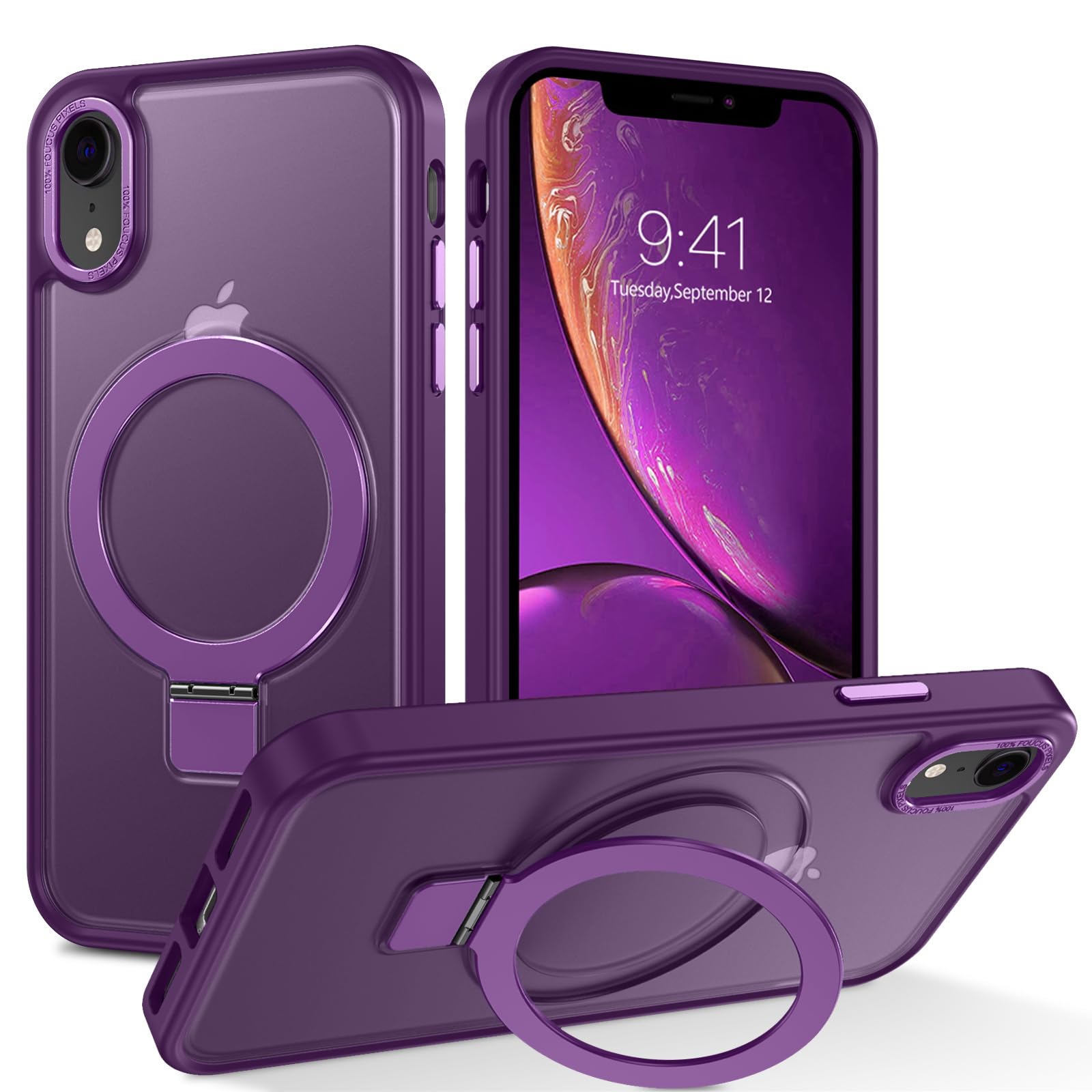 Amazon.com: DUEDUE for iPhone XR Case Magnetic with Ring Stand ...
