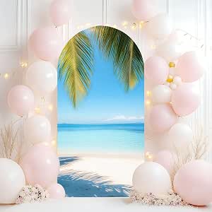 Amazon.com : Wedding Arch Backdrop Cover 6.6FT Beach Scene for Spandex ...