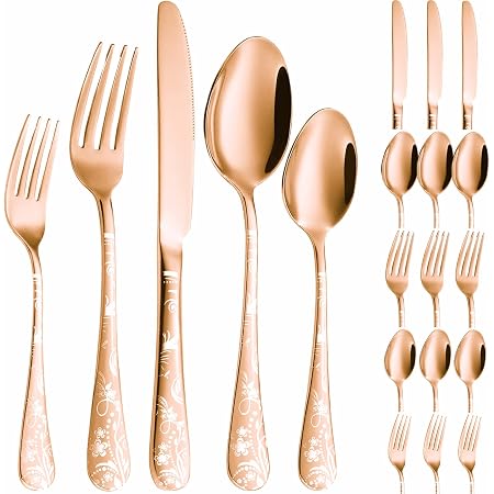 Amazon.com: vilihkc 20 piece Unique Pattern Design Silverware Set ...