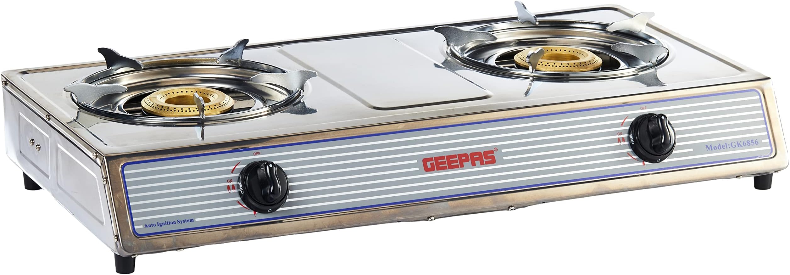 Geepas 2-Burner Gas Stove with Auto Ignition Stainless Steel Body ...