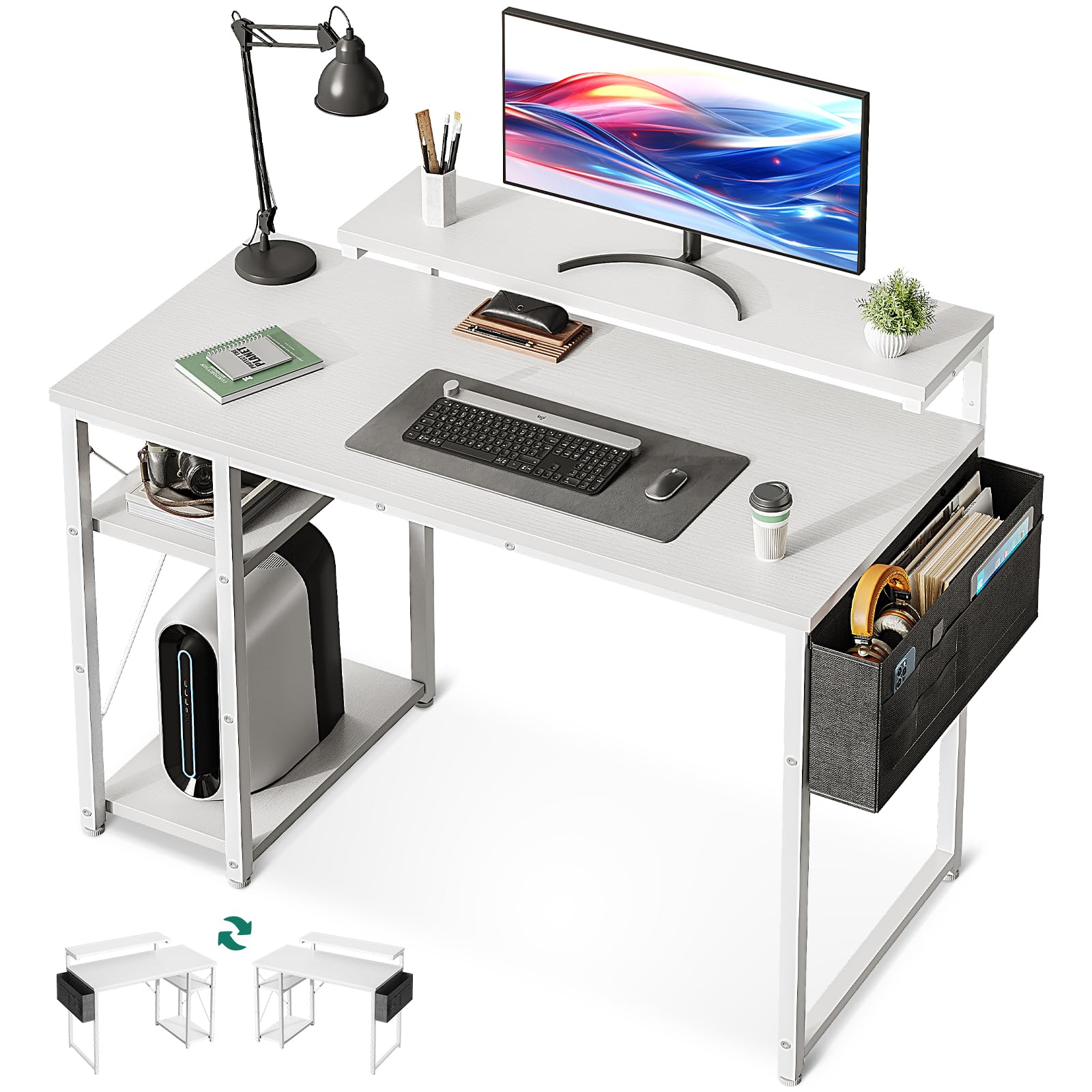 Amazon.com: KKL 40 inch Small Computer Desk with Adjustable Monitor ...