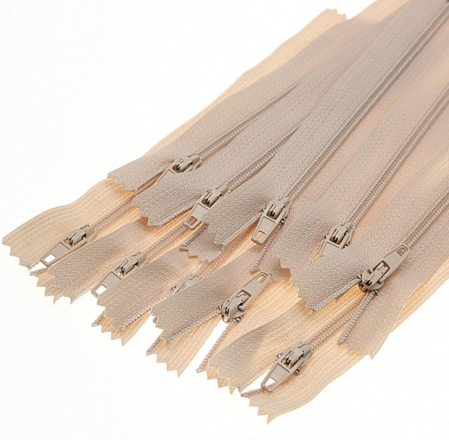 Amazon.com: #3 Beige Nylon Coil Zipper Closed End Zippers Bulk for DIY ...