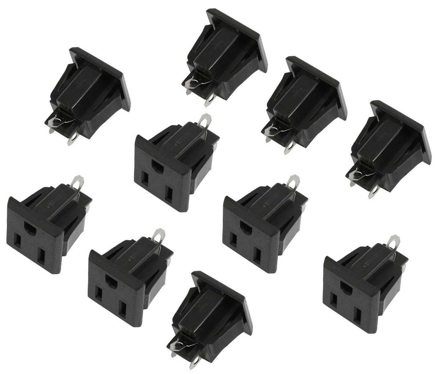 HONGYETAJA US Plug AC 125V 15A Panel Mount US Outlet Power Socket Black ...