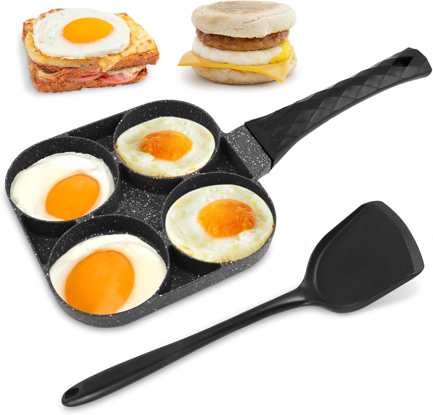 Amazon.com: ZEENEEK Egg Pan, 4-Cup Non-stick Egg Frying Pan, Aluminum ...