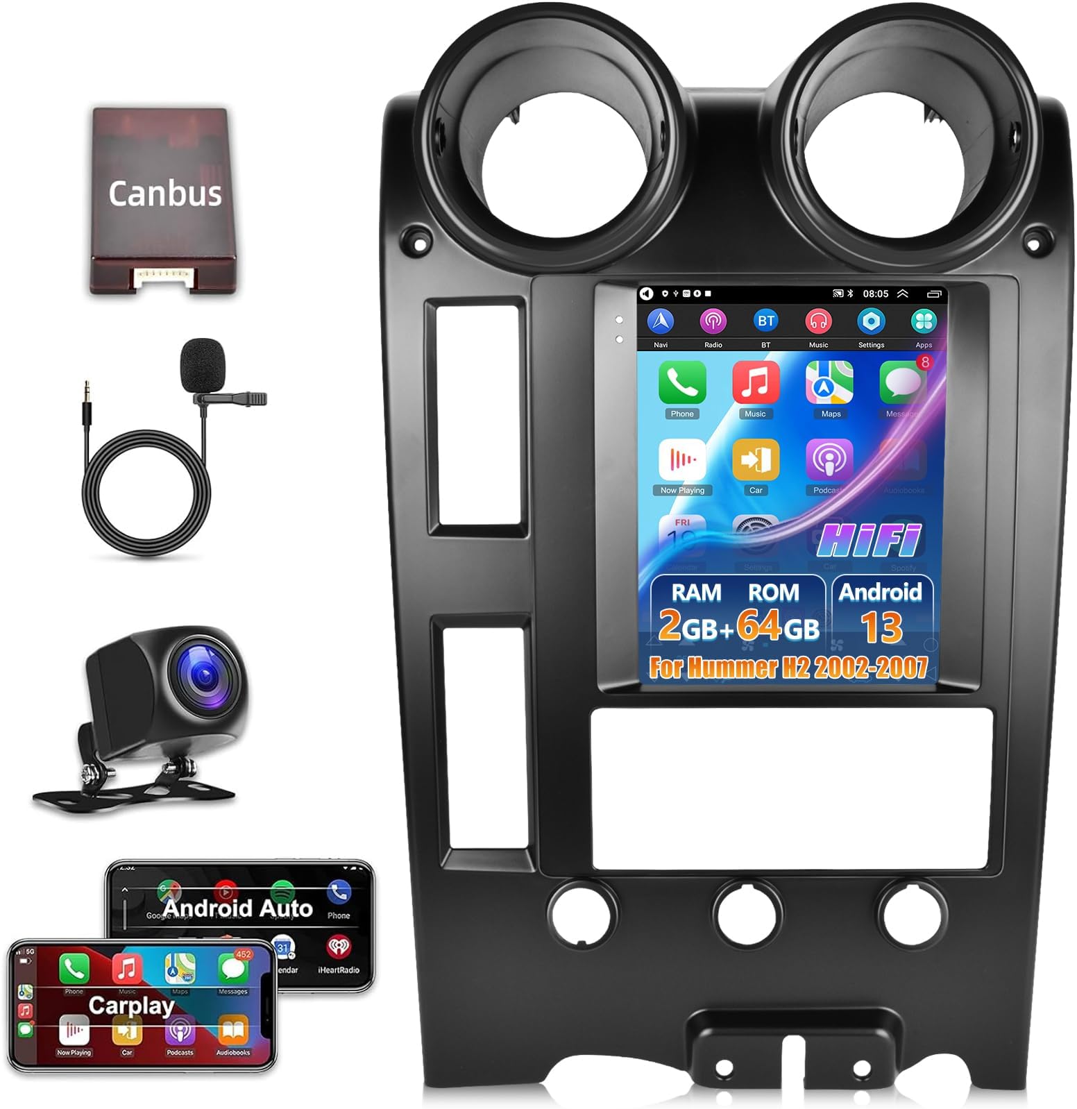 Amazon.com: [2+64G] Android 13 Car Radio for Hummer H2 2002-2007 ...