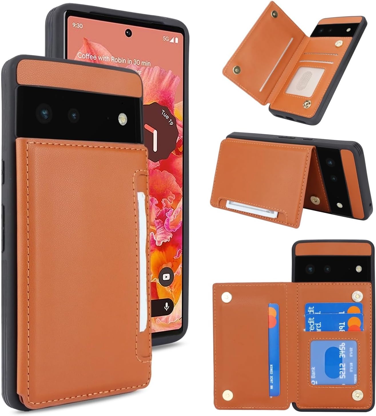 Amazon.com: iCoverCase Compatible with Google Pixel 6 Case with Card Holder, Wallet Phone Case ...