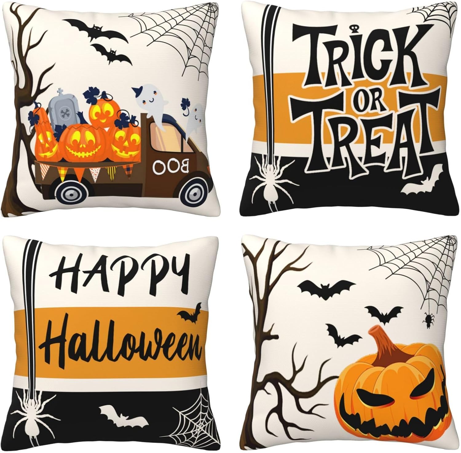 Amazon.com: Yuejher 4PCS Happy Halloween Decorations Halloween Pumpkin ...